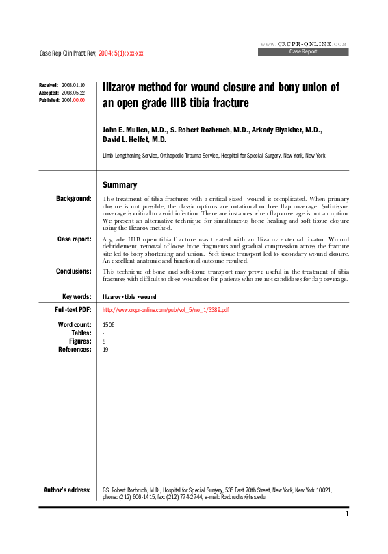 (PDF) Ilizarov method for wound closure and bony union of an open grade ...