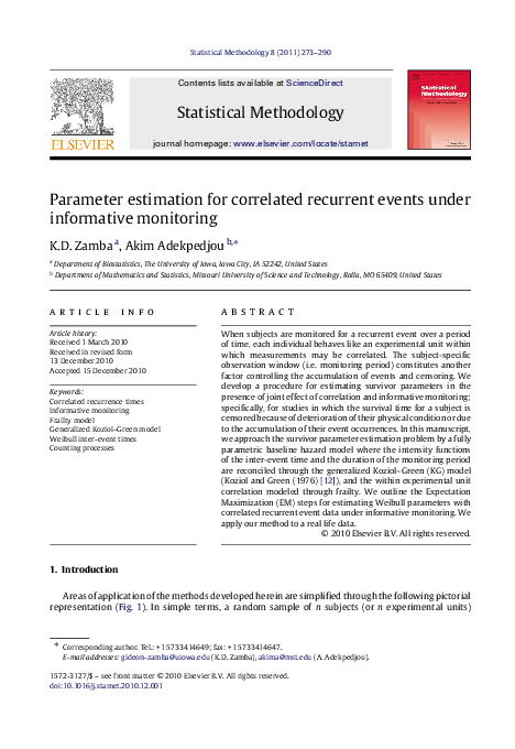 Pdf Parameter Estimation For Correlated Recurrent Events Under Informative Monitoring Gideon