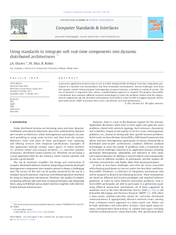 (PDF) Using standards to integrate soft real-time components into ...