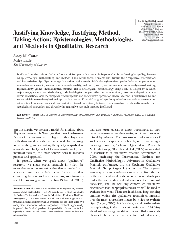 (PDF) Justifying knowledge, justifying method, taking action ...