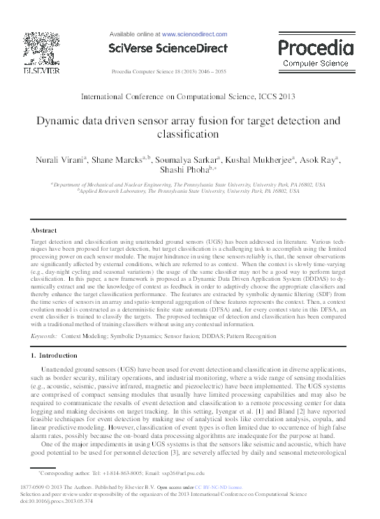 (PDF) Dynamic Data Driven Sensor Array Fusion for Target Detection and Classification