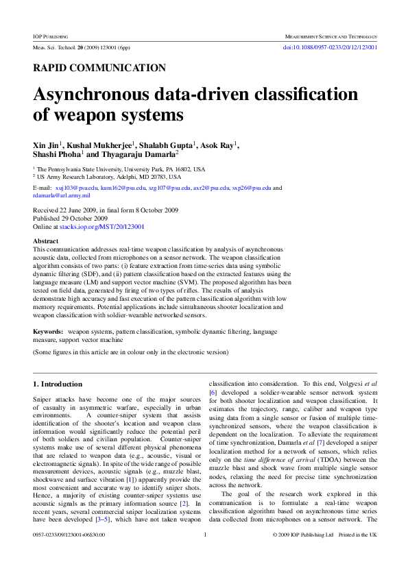 Pdf Asynchronous Data Driven Classification Of Weapon Systems