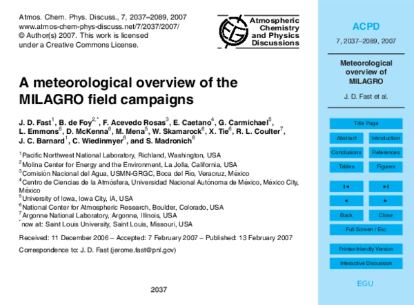 (PDF) A meteorological overview of the MILAGRO field campaigns ...