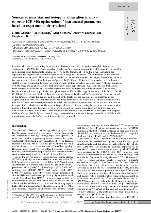(PDF) Sources of mass bias and isotope ratio variation in multi ...