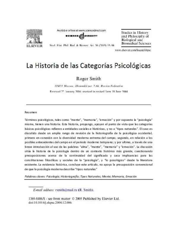 (PDF) 1. La historia de las categorias psicol gicas
