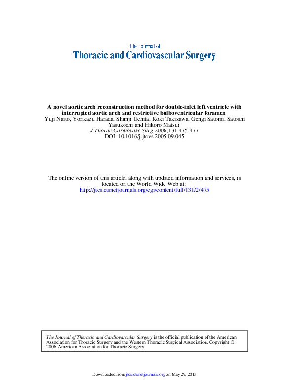 (PDF) A novel aortic arch reconstruction method for double-inlet left ...