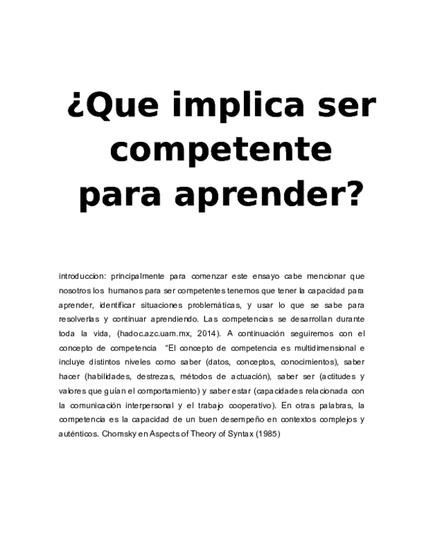 (DOC) Que implica ser competente para aprender