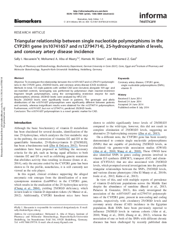 (PDF) Triangular relationship between single nucleotide polymorphisms ...