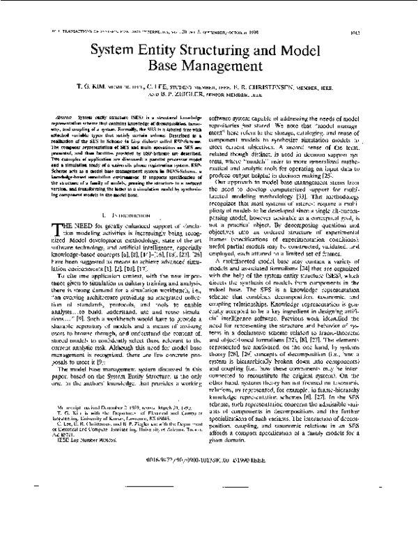 (PDF) System entity structuring and model base management