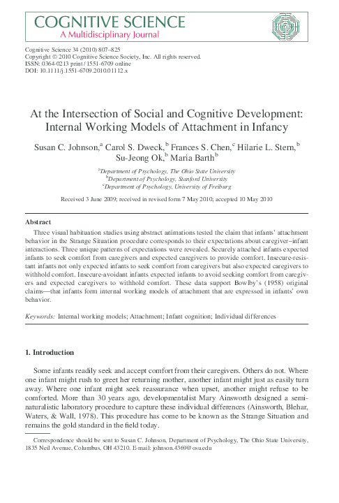 (PDF) At the Intersection of Social and Cognitive Development: Internal ...