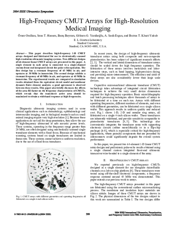 (PDF) High-frequency CMUT arrays for high-resolution medical imaging | Butrus Khuri-Yakub ...