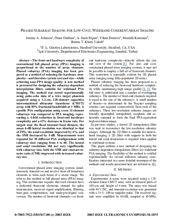 (PDF) Phased subarray imaging for low-cost, wideband coherent array imaging | Butrus Khuri-Yakub ...