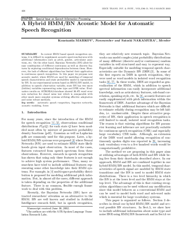 (PDF) A hybrid HMM/BN acoustic model for automatic speech recognition