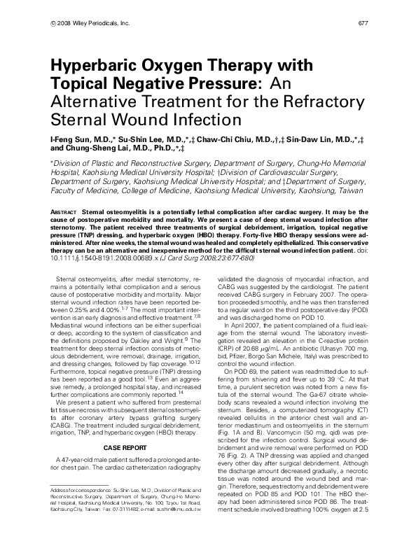 (PDF) Hyperbaric Oxygen Therapy with Topical Negative Pressure: An ...