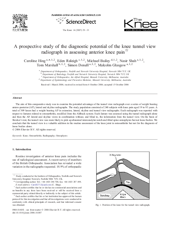 (PDF) A prospective study of the diagnostic potential of the knee ...