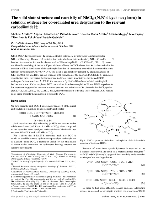 (PDF) The solid state structure and reactivity of NbCl5·(N,N ...