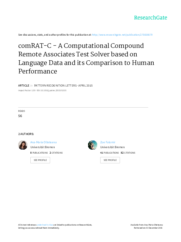 (PDF) comRAT-C: A computational compound Remote Associates Test solver ...