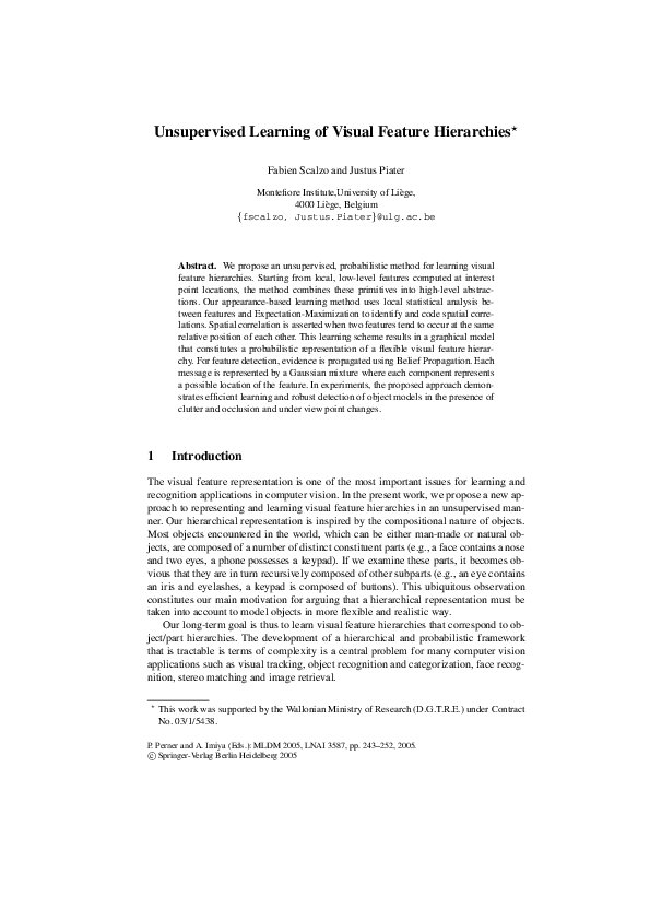 (PDF) Unsupervised Learning of Visual Feature Hierarchies