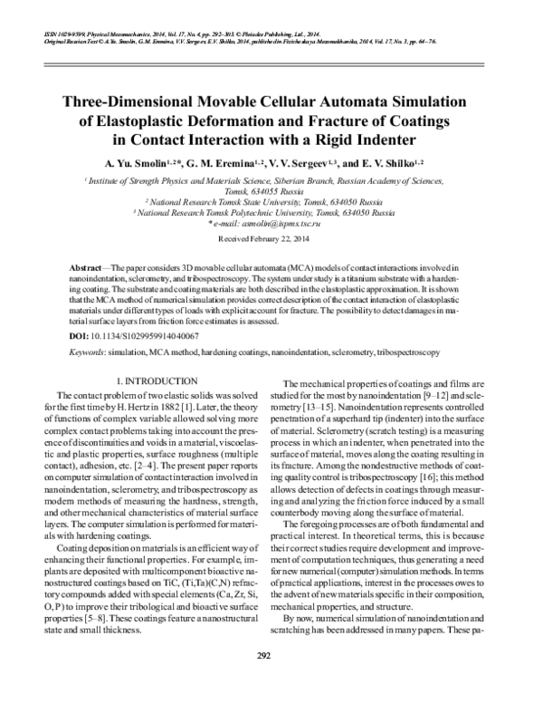 (PDF) Three-dimensional movable cellular automata simulation of elastoplastic deformation and ...