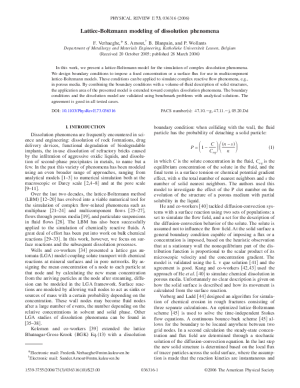 (PDF) Lattice-Boltzmann modeling of dissolution phenomena
