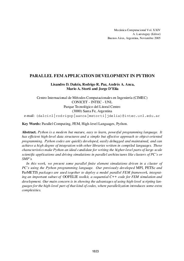 (PDF) Parallel FEM Development Using Python