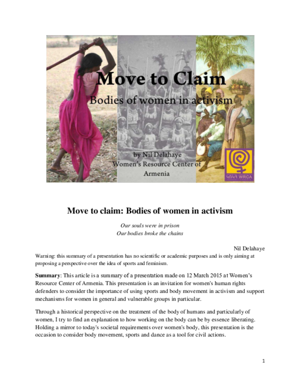 (PDF) Move to claim: Bodies of women in activism