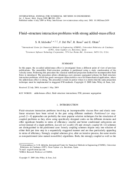 (PDF) Fluid structure interaction problems with strong added-mass effect