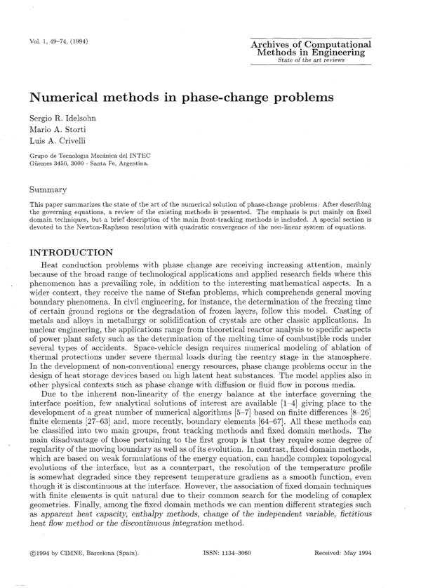 (PDF) Numerical methods in phase-change problems