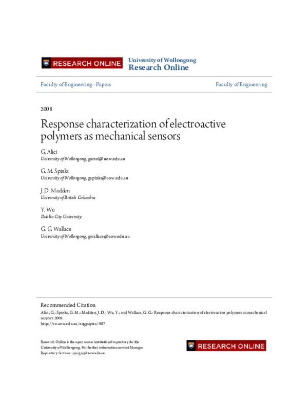 (PDF) Response Characterization of Electroactive Polymers as Mechanical Sensors