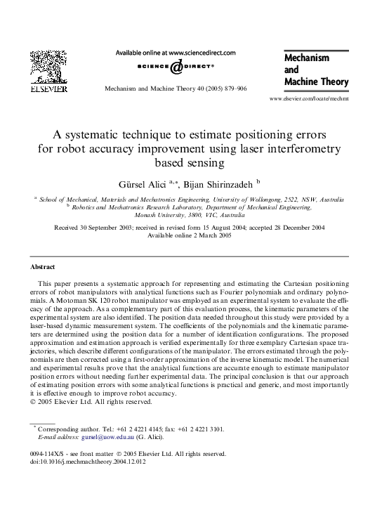 Pdf A Systematic Technique To Estimate Positioning Errors For Robot Accuracy Improvement Using