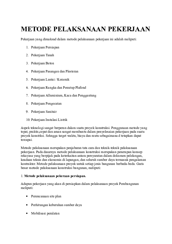 (DOC) METODE PELAKSANAAN PEKERJAAN
