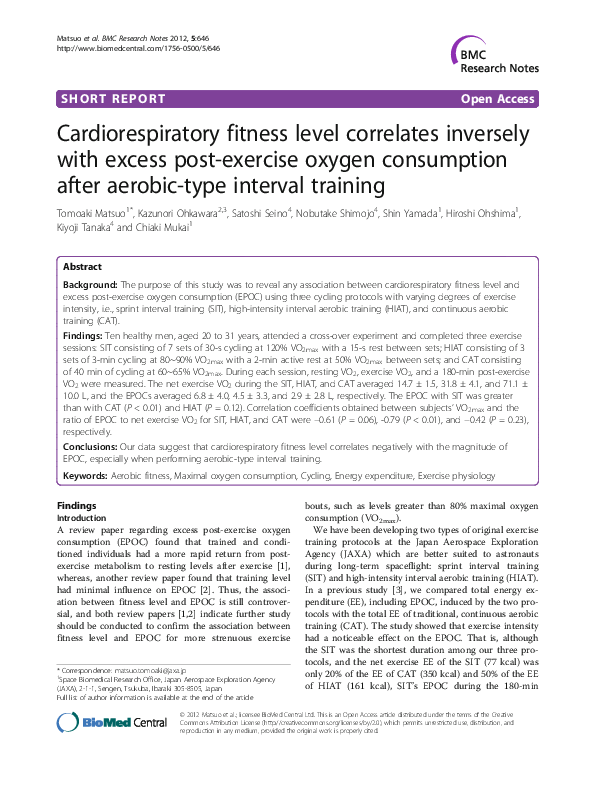 (PDF) Cardiorespiratory fitness level correlates inversely with excess ...