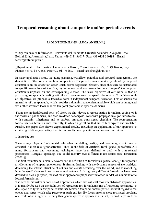 (PDF) Temporal reasoning about composite and/or periodic events