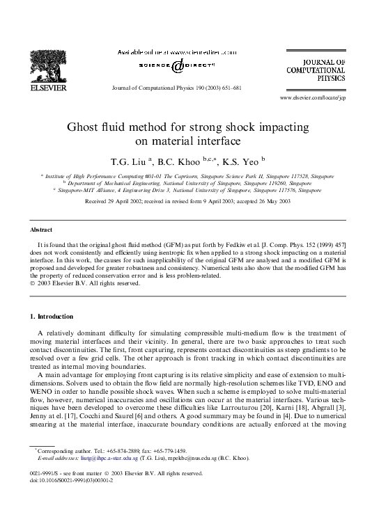 Pdf Ghost Fluid Method For Strong Shock Impacting On Material Interface