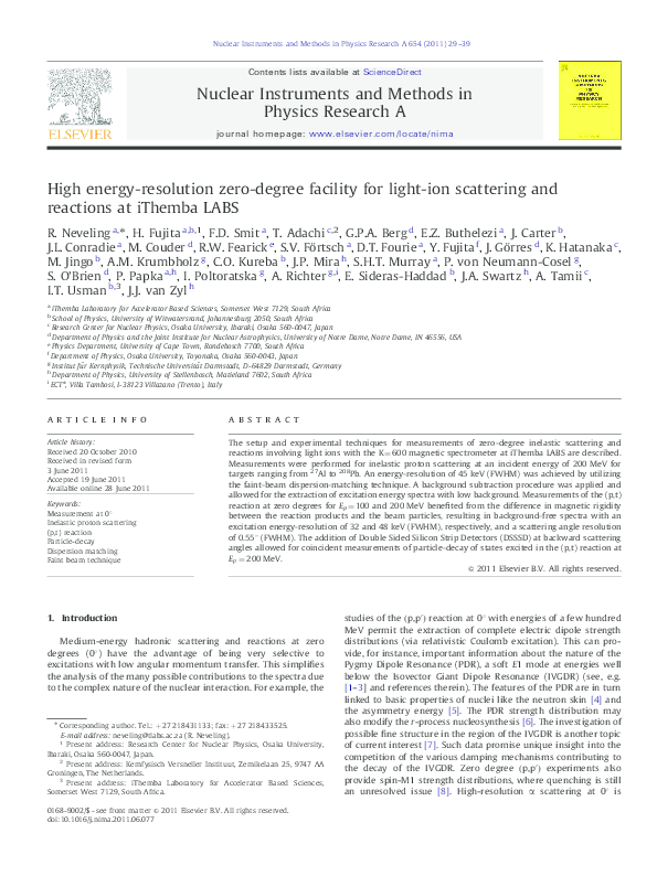 (PDF) Zero-Degree Light-Ion Reaction Facility at iThemba LABS