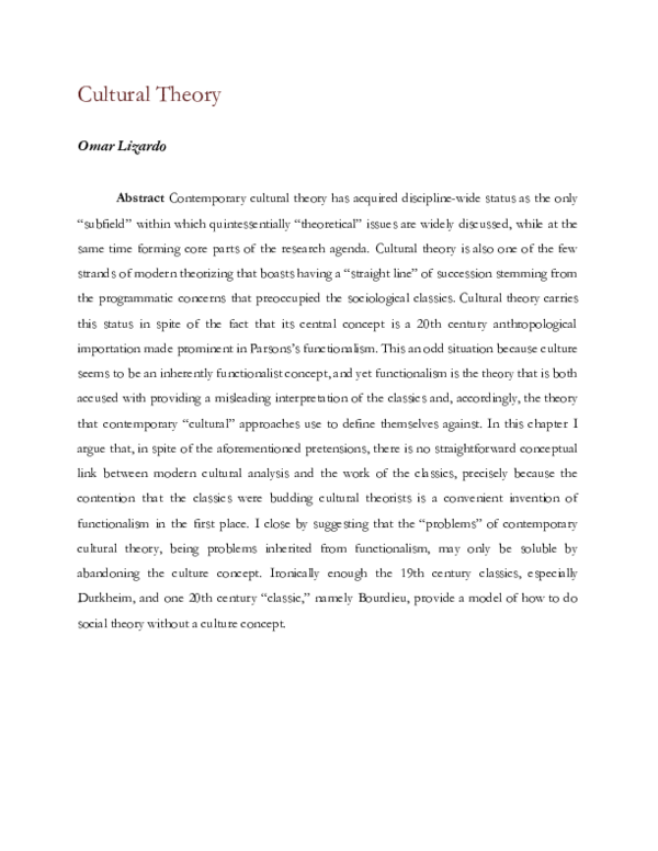 (PDF) Cultural Theory
