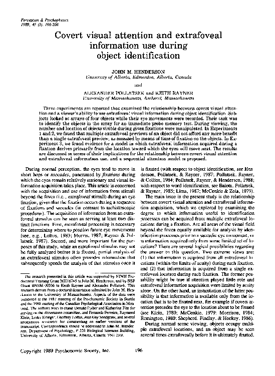 (PDF) Covert visual attention and extrafoveal information use during ...