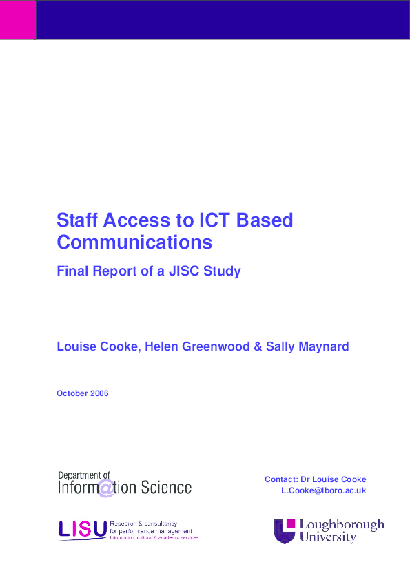 (PDF) Staff Access to ICT Based Communications Final Report of a JISC Study