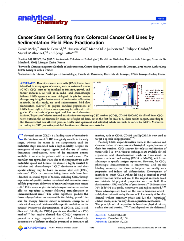(PDF) Cancer Stem Cell Sorting from Colorectal Cancer Cell Lines by ...