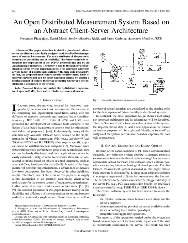 Pdf An Open Distributed Measurement System Based On An Abstract