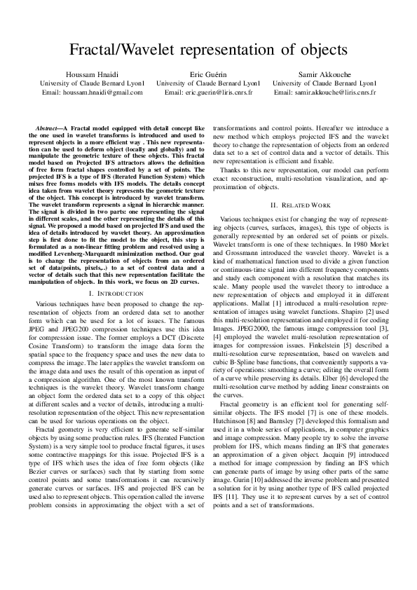 Pdf Fractal Wavelet Representation Of Objects