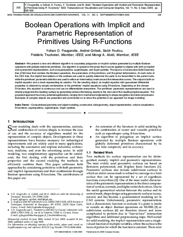 Pdf Boolean Operations With Implicit And Parametric Representation Of Primitives Using R