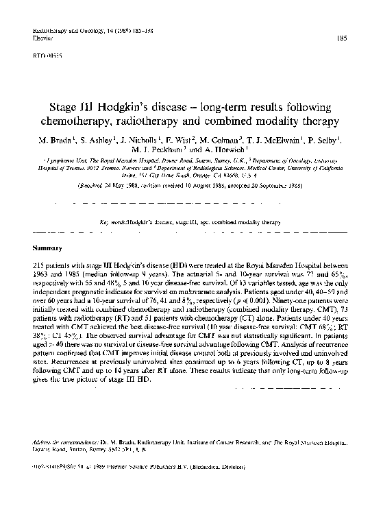 (PDF) Stage III Hodgkin's disease — long-term results following ...