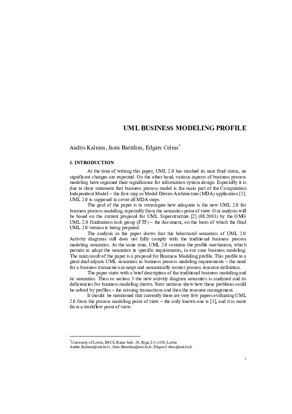 (PDF) UML business modeling profile