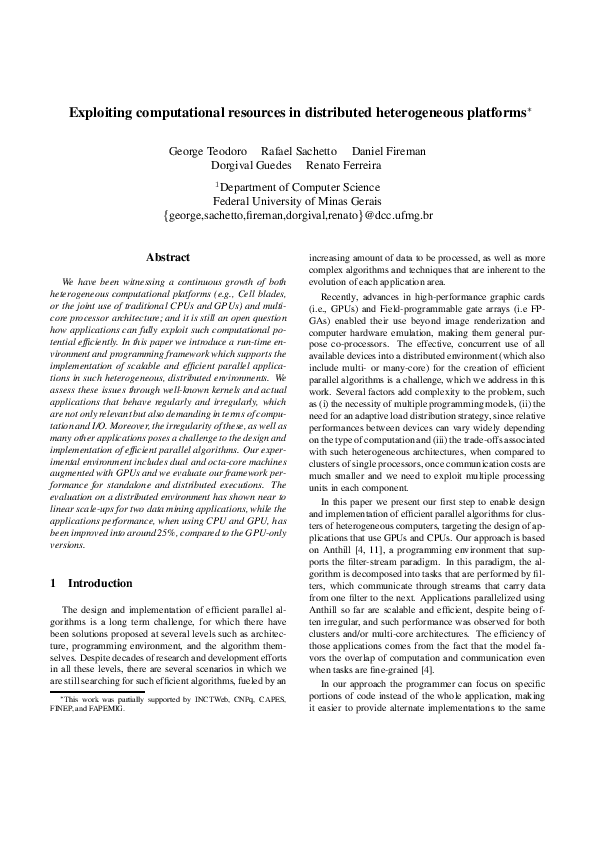 Pdf Exploiting Computational Resources In Distributed Heterogeneous Platforms Daniel Fireman
