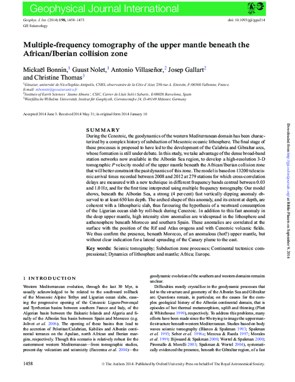 (PDF) Multiple-frequency tomography of the upper mantle beneath the ...
