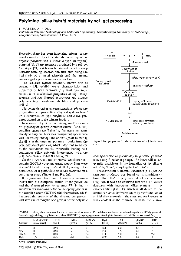 (PDF) Polyimide-silica hybrid materials by sol-gel processing
