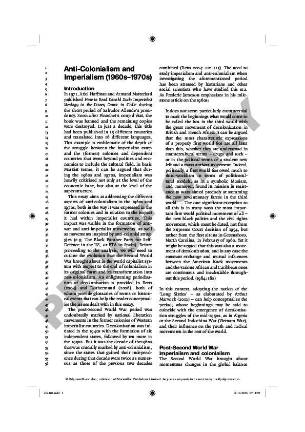 (PDF) Anti-colonialism and Imperialism (1960s-1970s)