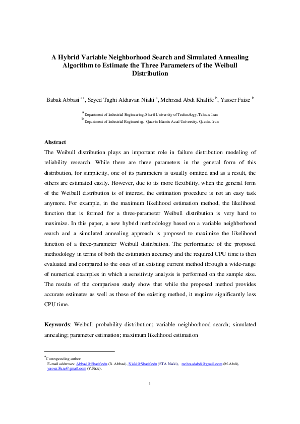 (PDF) A hybrid variable neighborhood search and simulated annealing algorithm to estimate the ...