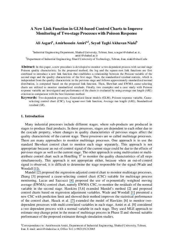 Pdf A New Link Function In Glm Based Control Charts To Improve